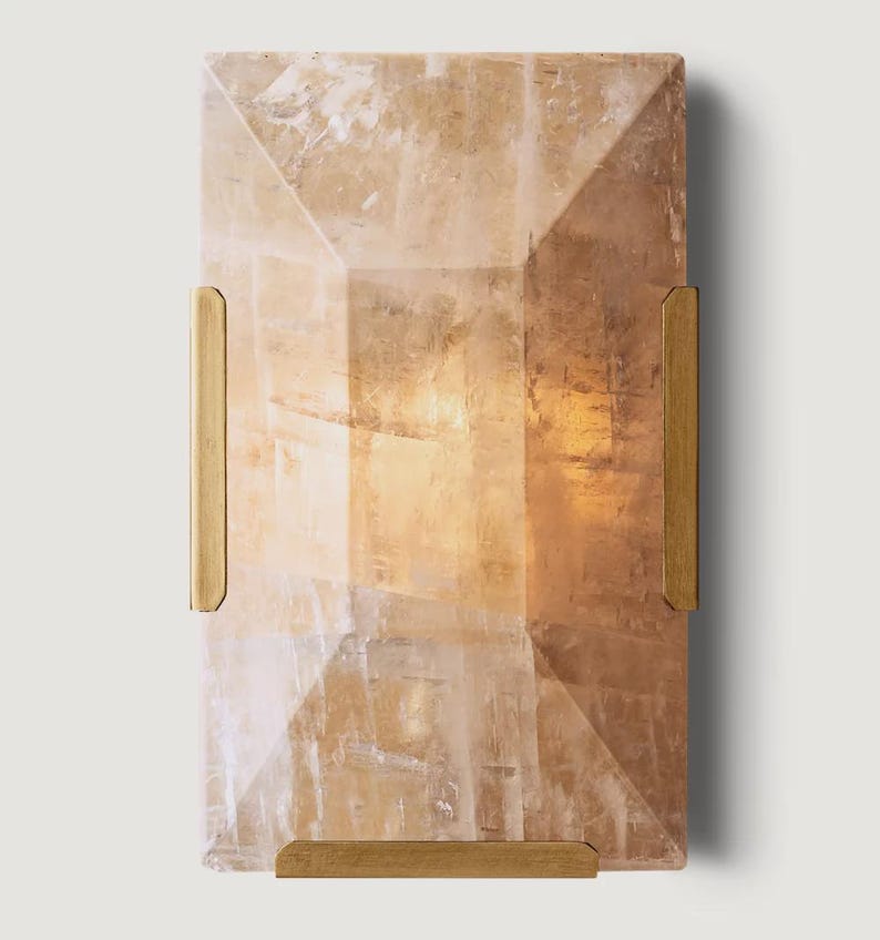Natural Alabaster Single Wall Sconce, Elegant Calcite Stone Wall Light ...