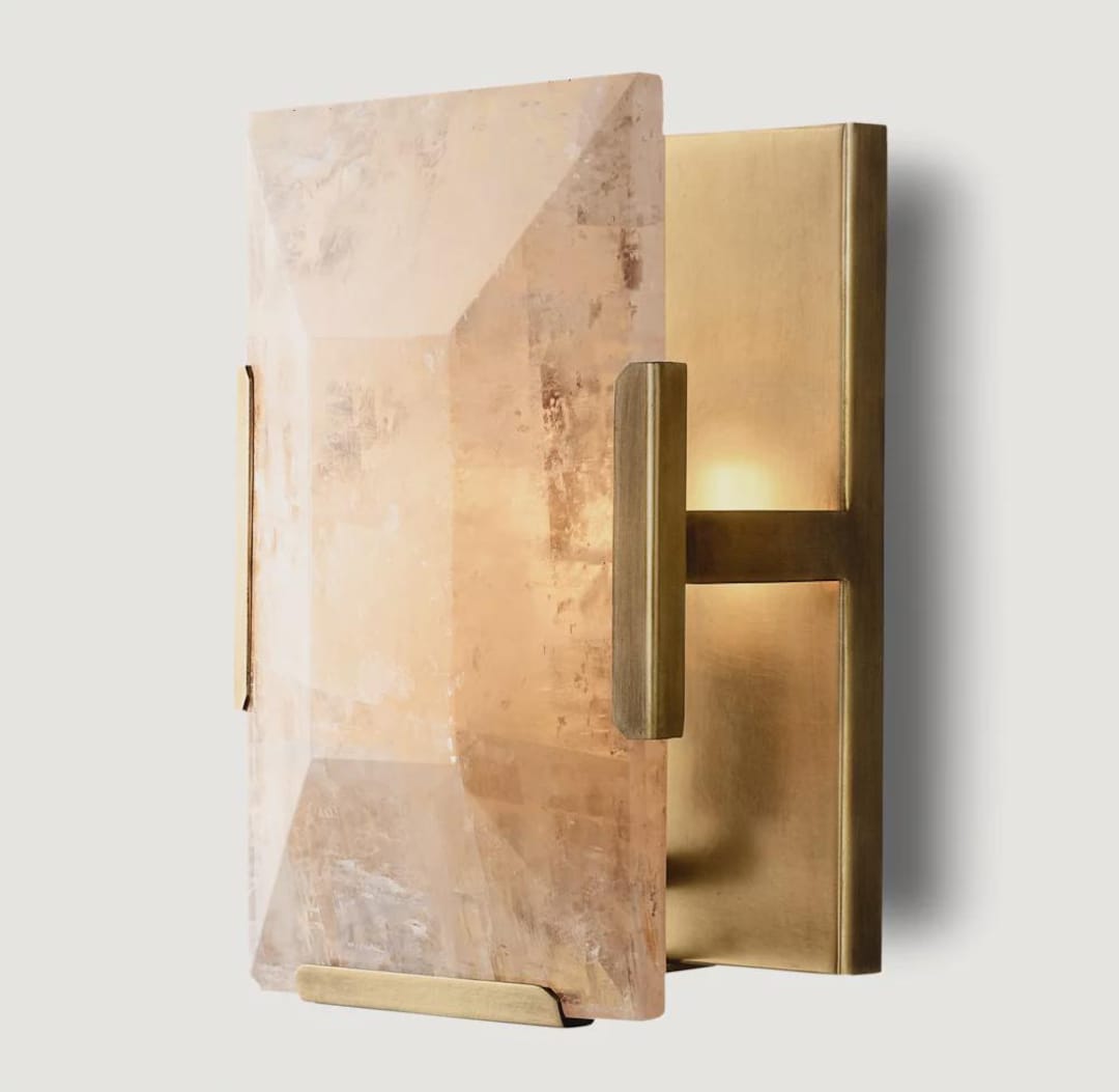 Natural Alabaster Single Wall Sconce, Elegant Calcite Stone Wall Light ...