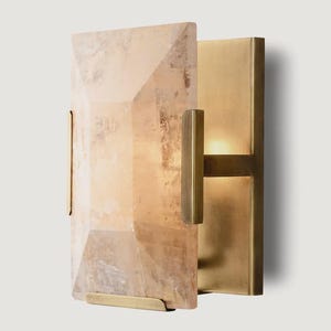Natural Alabaster Single Wall Sconce, Elegant Calcite Stone Wall Light ...