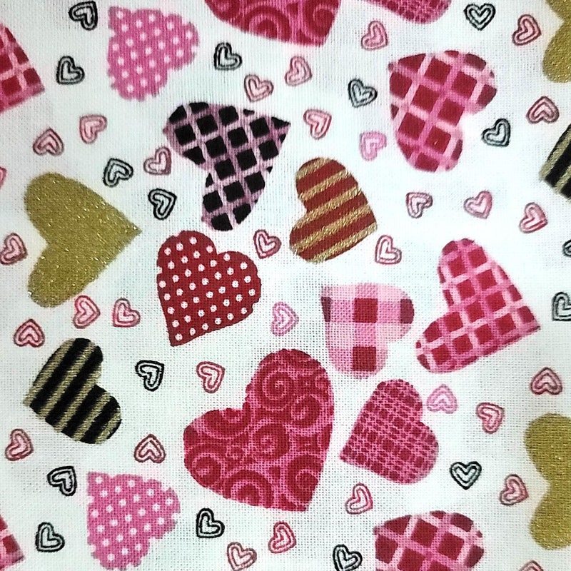 Dark Red Hearts Fabric - Etsy