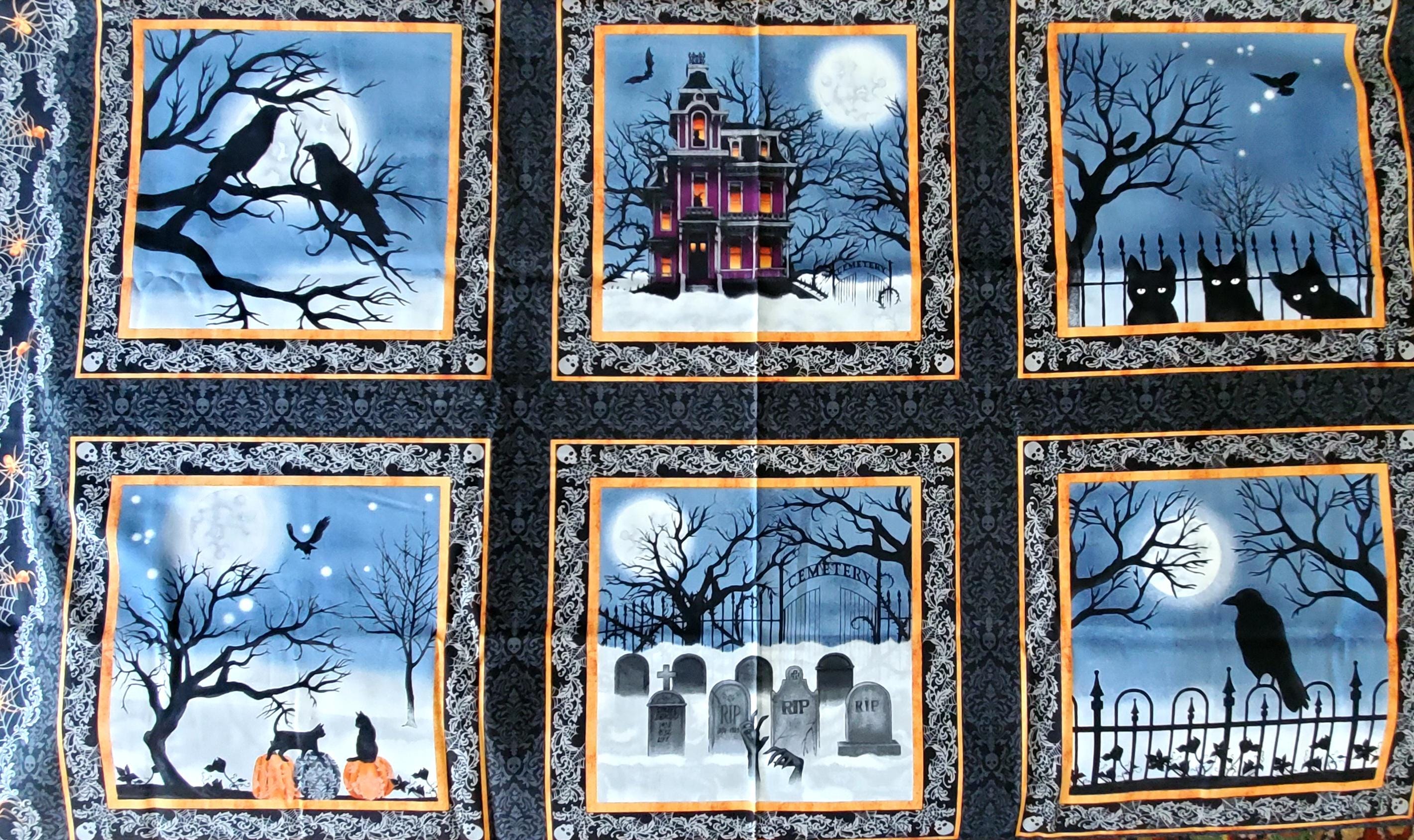 Spooky Night, Panel, Black Cats, Studio-e Fabrics, Grace Popp ...