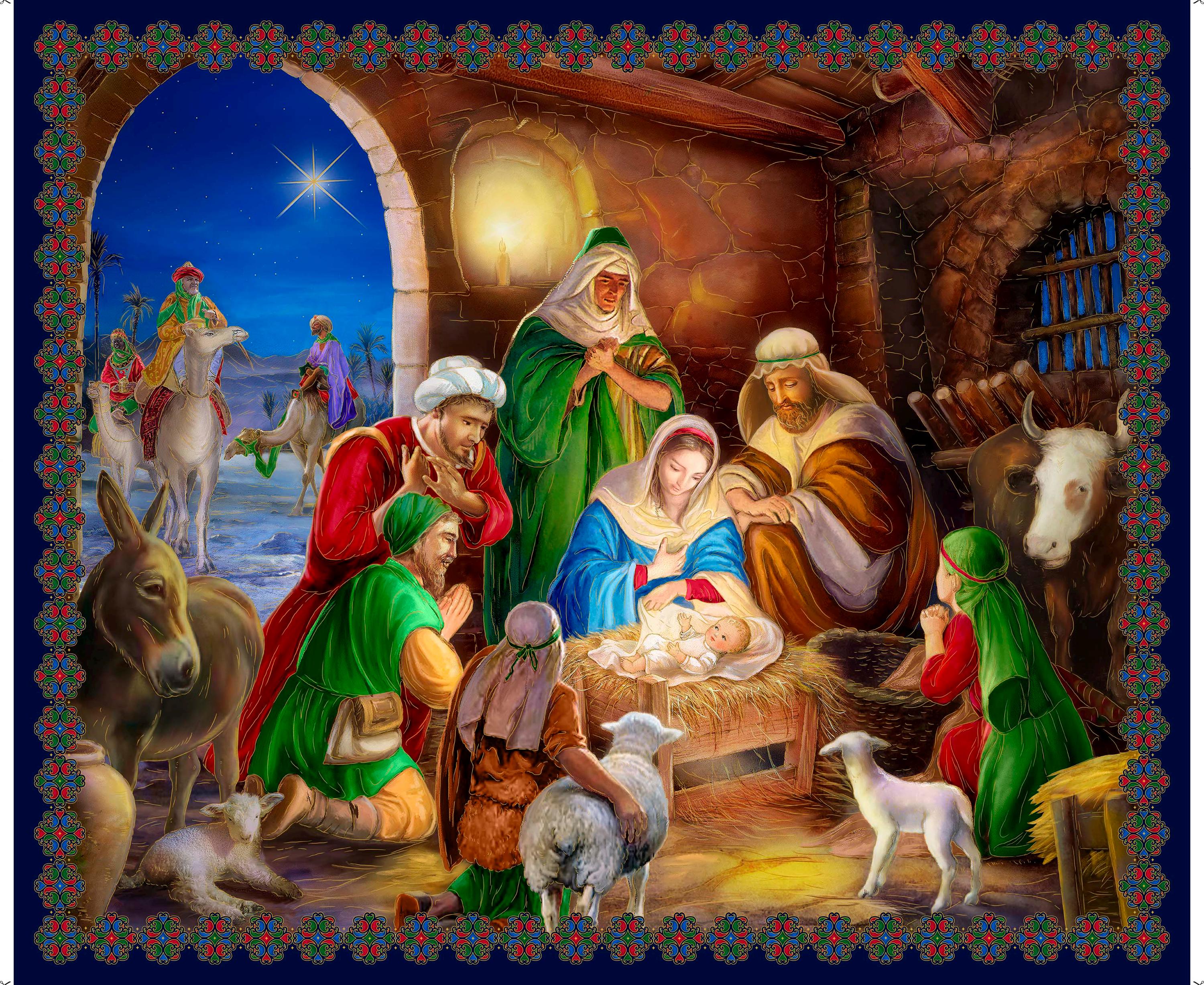 NEW! A King is Born Nativity Panel Art Depicting Shepherds Sheep and ...