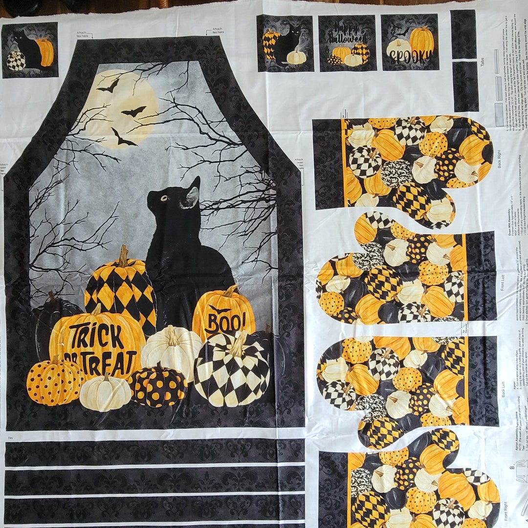 Black Cat Capers, Apron, Panel, Northcott Studios, Andrea Tachiera, DP24126, Oven Mitts, B1004 ...