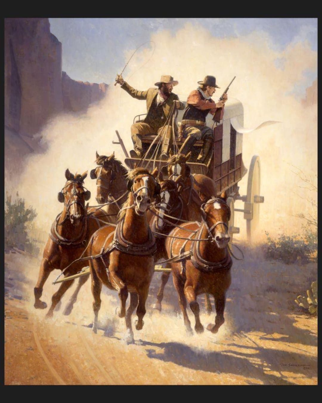 Mud Wagon Express Panel Stagecoach Team Riding Shotgun Six-in-hand ...