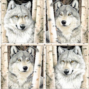 RARE! Gray Wolf Panel by Kathy Goff Wolves Roaming Wilderness Plains ...