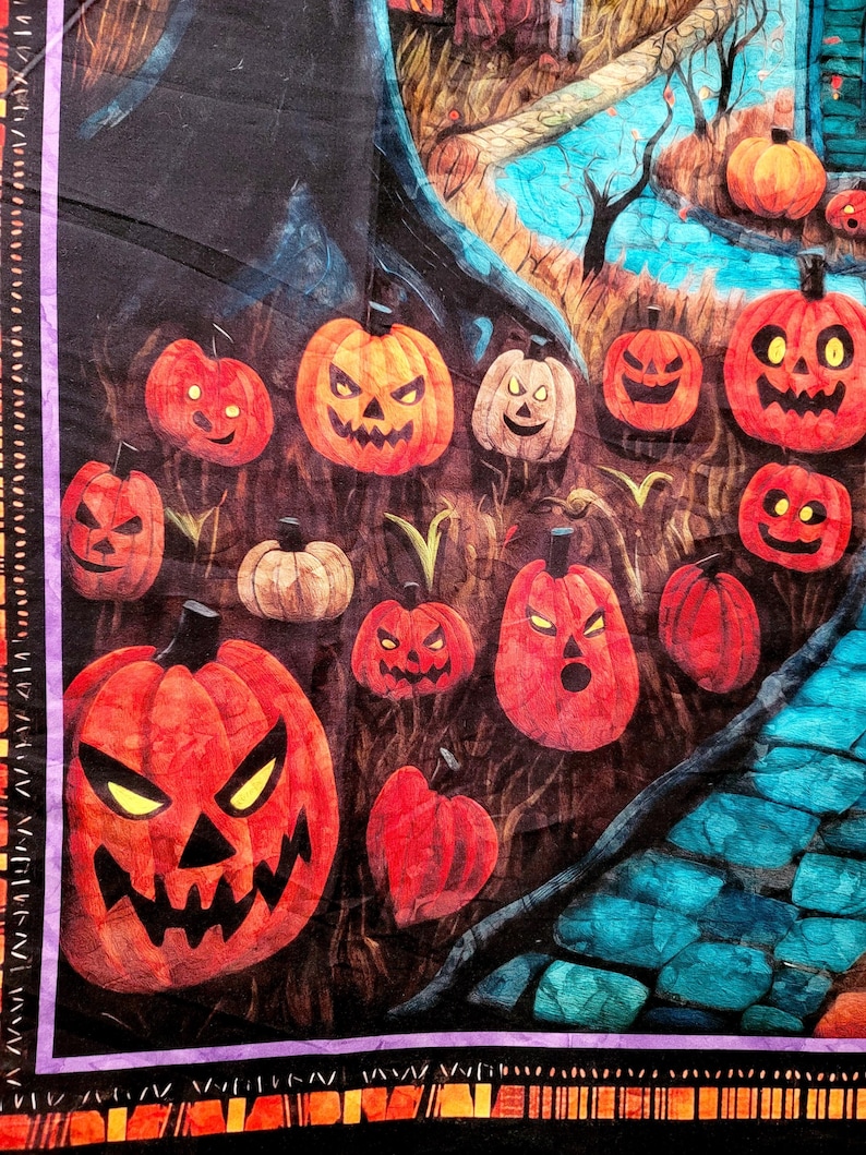 NEW! Creepin It Real Spooky Halloween Panel Haunted House and Pumpkins ...