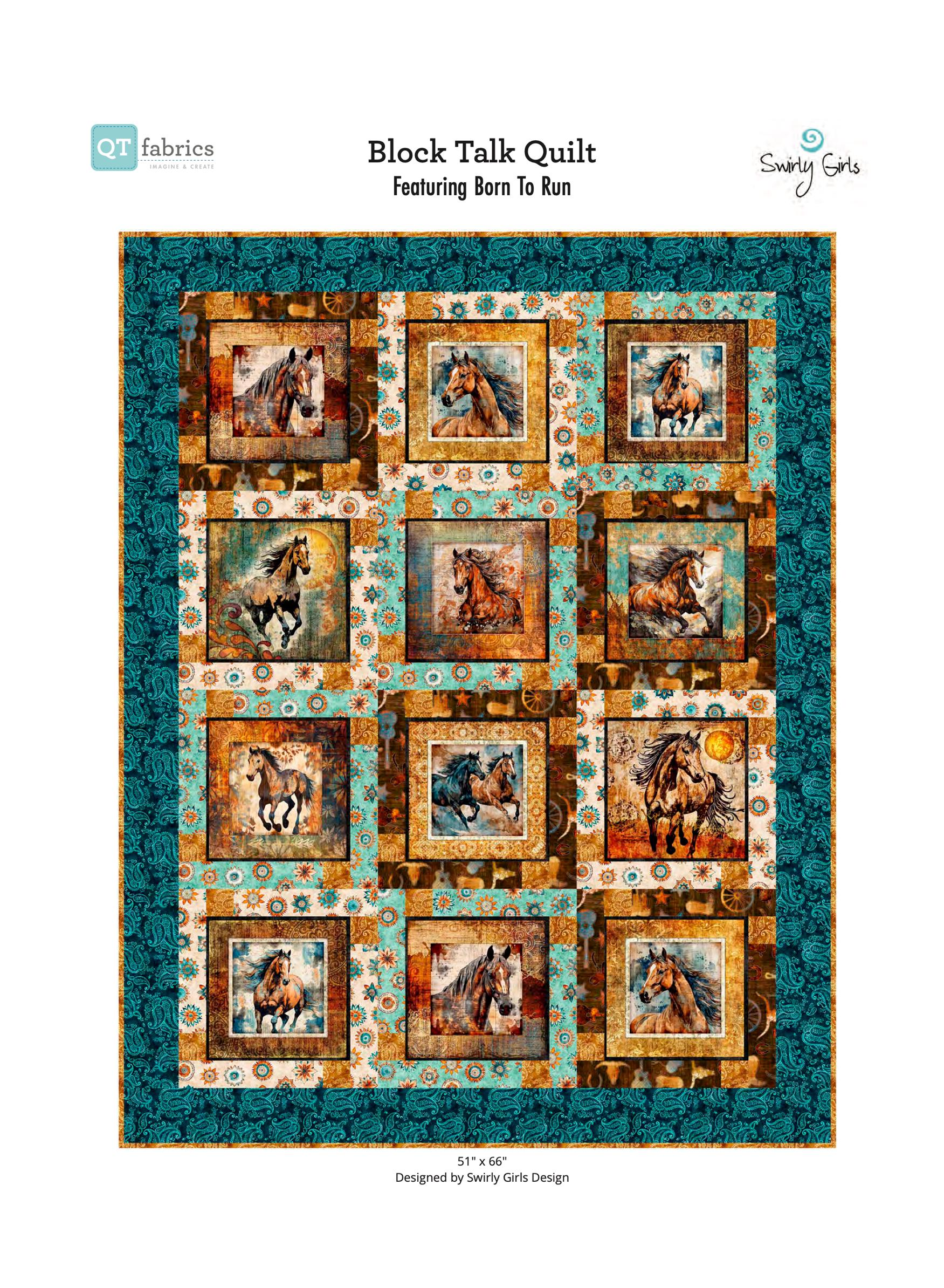 NEW Kit! Born to Run Block Talk Quilt Kit 51" X 66" Swirly Girls Design ...