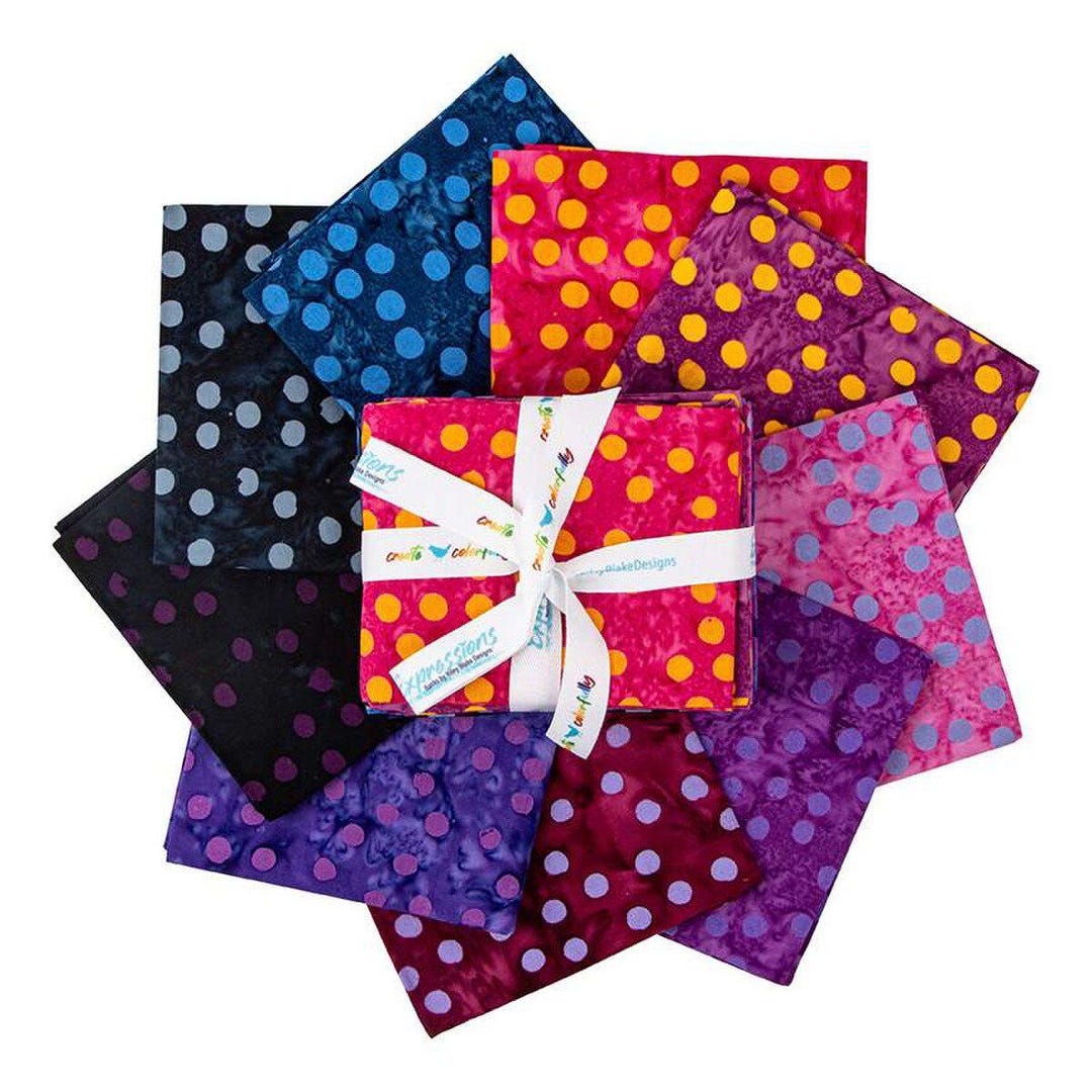 NEW! Polka Pop Elementals Batiks Fat Quarter Bundle Expressions Pink ...