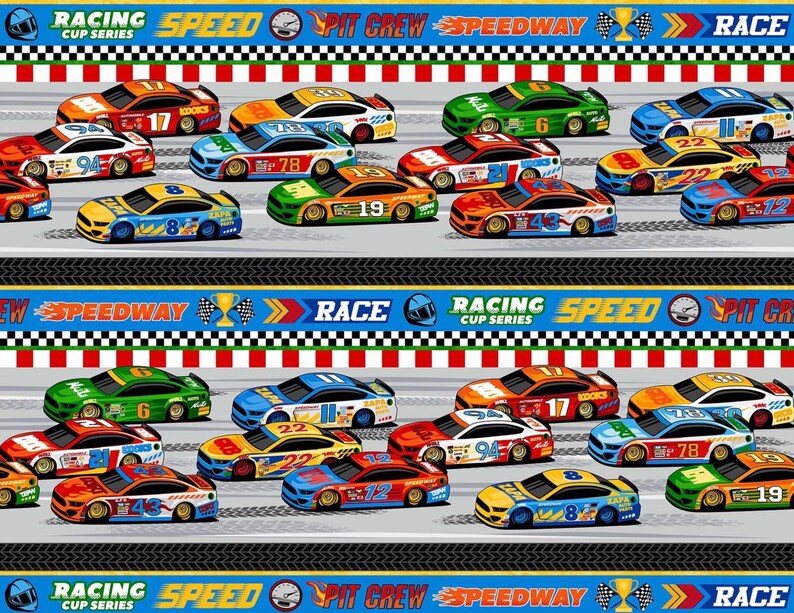 NEW! Turbo Speed Racing Car Stripe Fast Action Race Track Vibrant Vroom ...