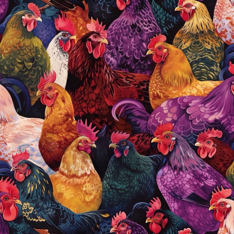 Purple Chicken Fabric - Etsy