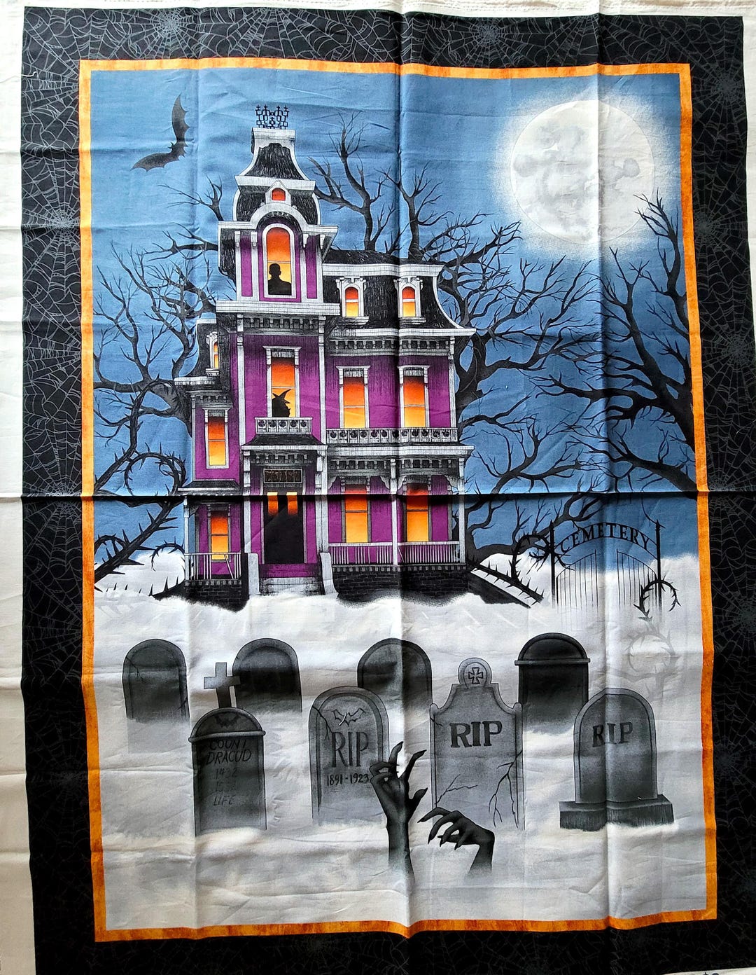 Spooky Night, Panel, Haunted House, Studio-e Fabrics, Grace Popp ...