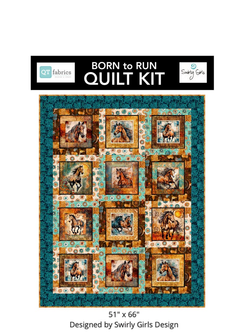 NEW Kit! Born to Run Block Talk Quilt Kit 51" X 66" Swirly Girls Design ...