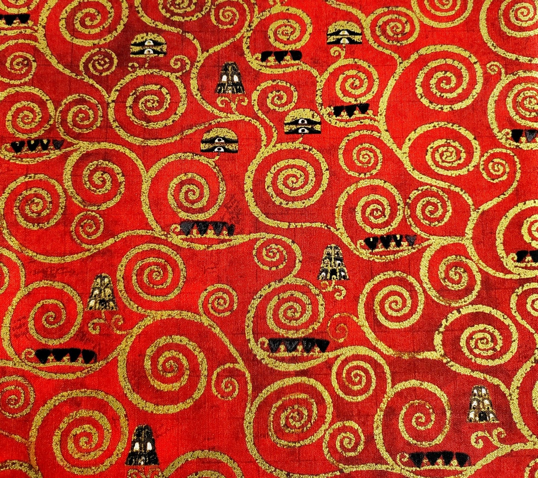 Gustav Klimt, Red Swirls Metallic, SRKM-21350-3 Red Gold, B1005-B ...