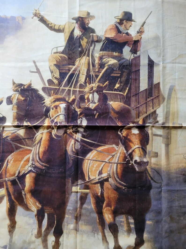 Mud Wagon Express Panel Stagecoach Team Riding Shotgun Six-in-hand ...