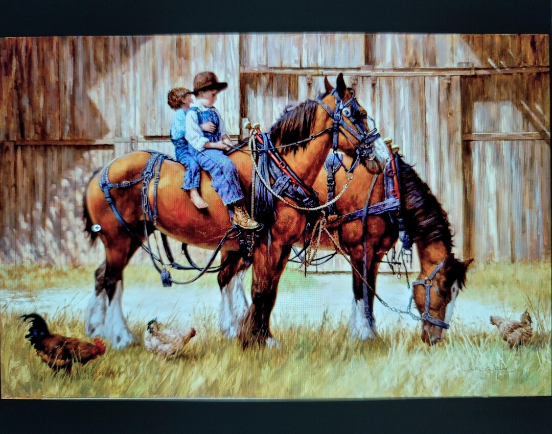 Back to the Barn Panel, Horse, Barn, Riding Bareback, Clydesdale, Draft ...