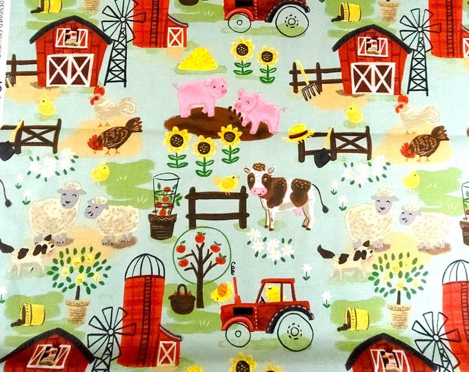 EOB 32 Inches, Happy Farm Scene Green, Animals Tractor,red Barn ...
