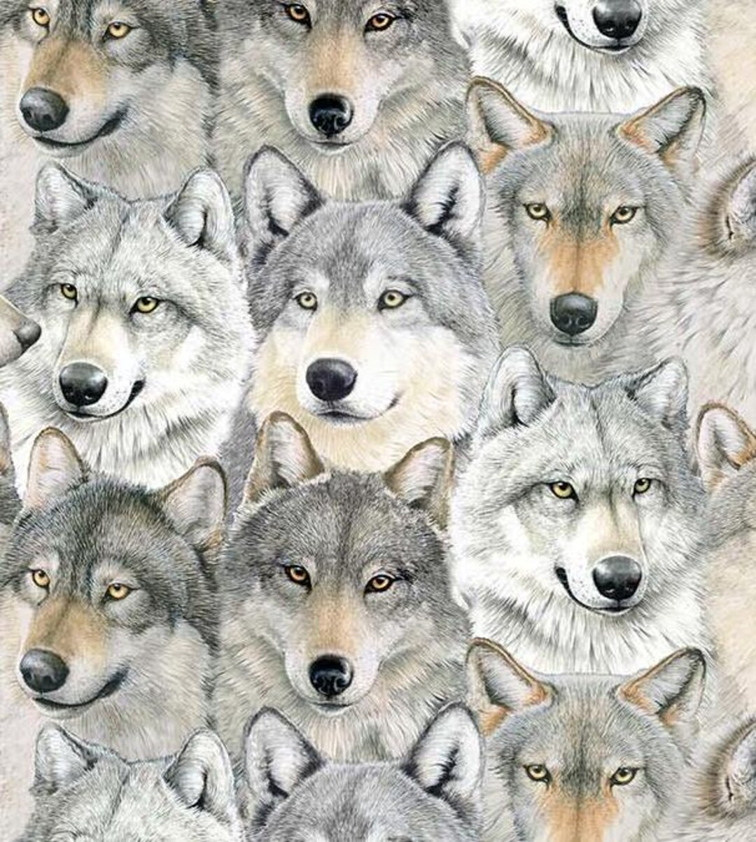 RARE! Gray Wolf All Over by Kathy Goff Gorgeous Wolf Pack Wilderness ...