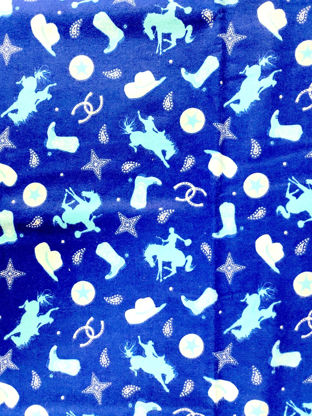 Cowboy, Bucking Bronco, Riley Blake Designs, 100% Cotton FLANNEL, Boots ...