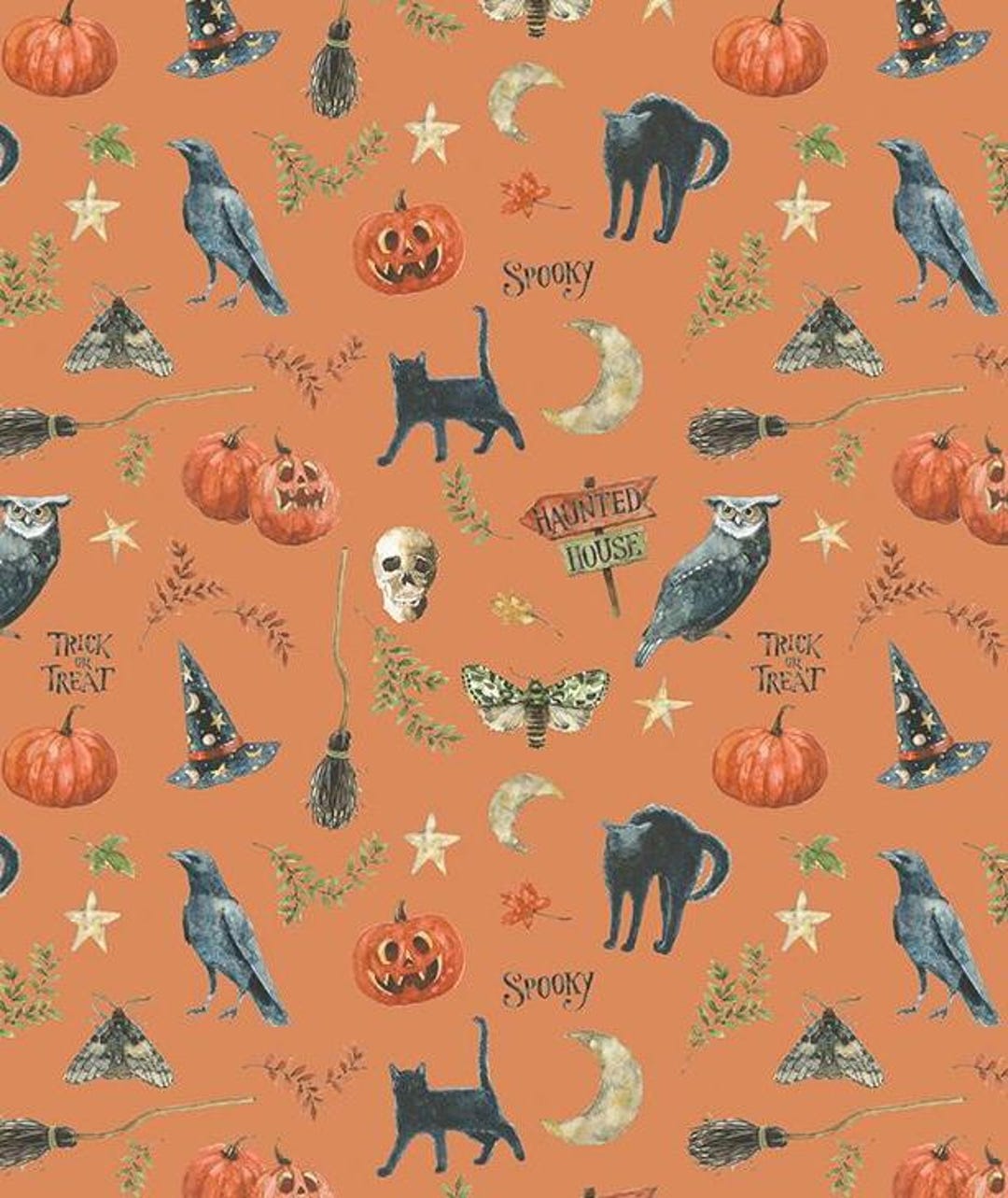 DEAL! Trick or Treat Spooky Orange Halloween Lisa Audit 100% Cotton ...