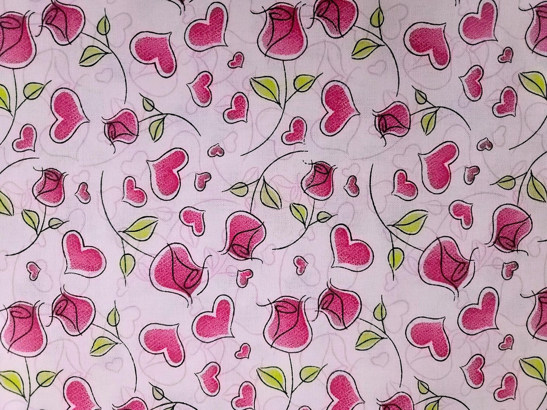 Hearts N Roses Pink Valentine's Day, 16954059, 100% Cotton, Hearts ...