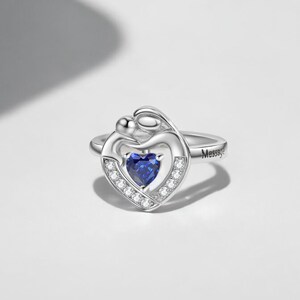 Custom Mother and Child Ring, White Gold Plated, Personalized Jewelry ...