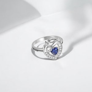 Custom Mother and Child Ring, White Gold Plated, Personalized Jewelry ...