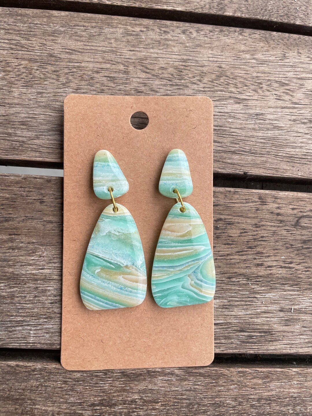 Beachy Soft Triangle Dangle Earring With Stud - Etsy