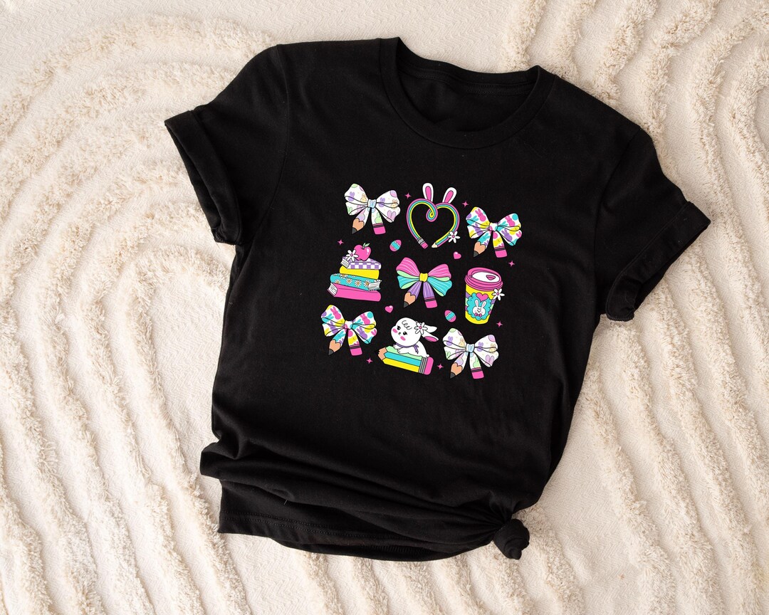 Cute Kawaii Bunny Shirt - Pastel Bow Aesthetic T-shirt - Colorful ...