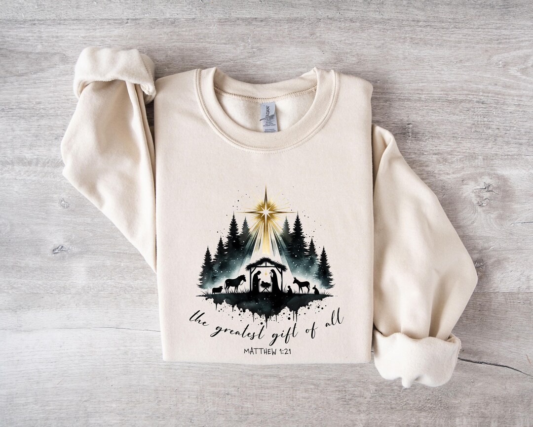Nativity Sweatshirt: Christian Christmas Shirt, Bible Verse Tee - Etsy