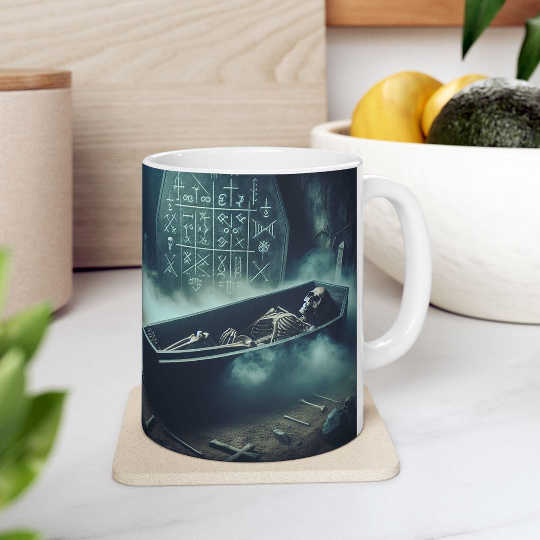 Skeleton Tomb Ceramic Mug, Halloween Skeleton Coffee Cup, Gothic ...