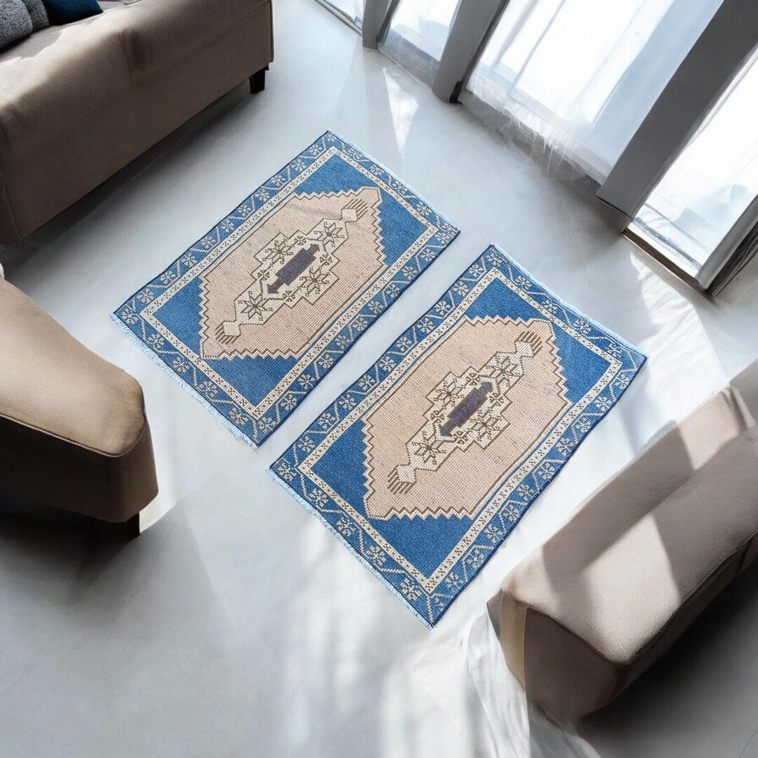 Vintage Oushak Mini Rugs: 2x3 Twin Turkish Mats - Etsy
