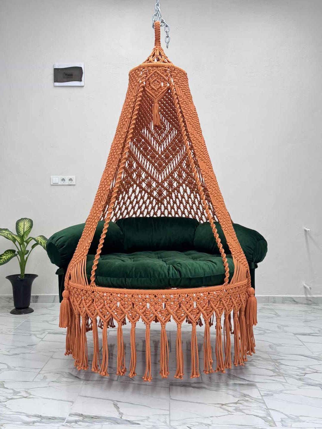 Handmade Macrame Hanging Chair, Boho Swing With Cushion - Etsy