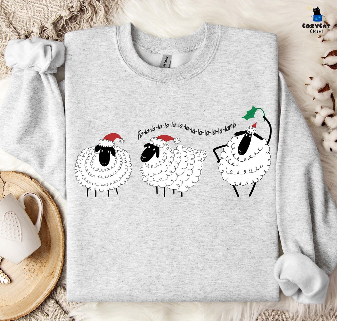 Cute Christmas Sheep Crewneck Sweatshirt, Fa-la-la-lamb Shirt, Funny ...