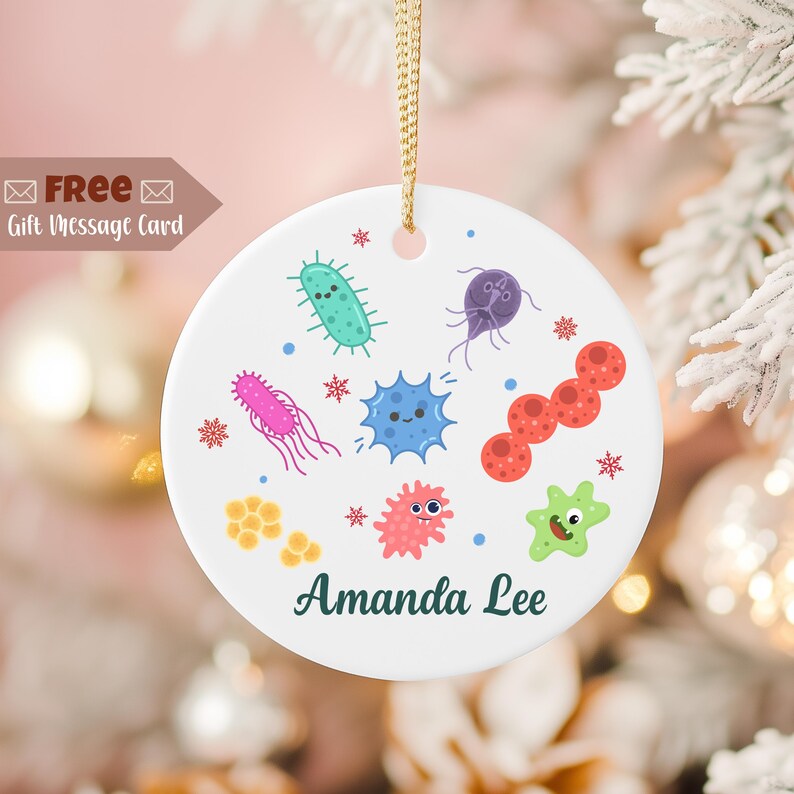 Personalized Bacteria Microbiology Christmas Ornament, Custom Medical ...