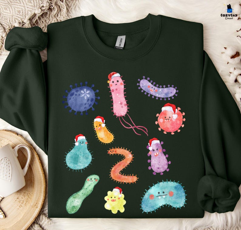 Festive Microbiology Sweatshirt, Cute Christmas Gift for Medical Tech ...