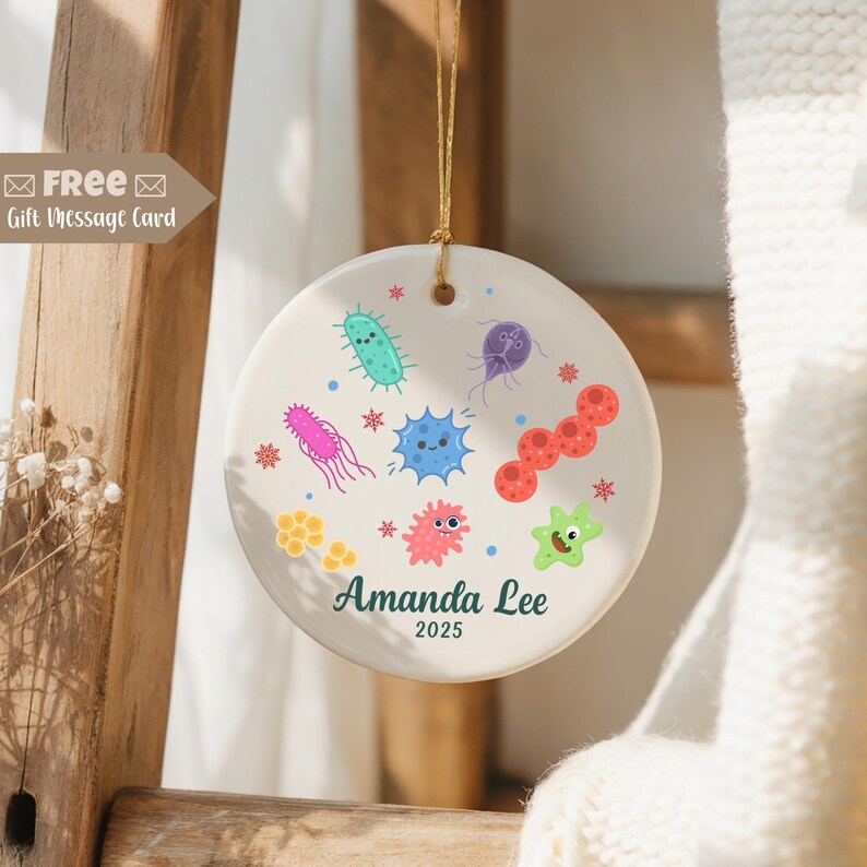 Personalized Bacteria Microbiology Christmas Ornament, Custom Medical ...