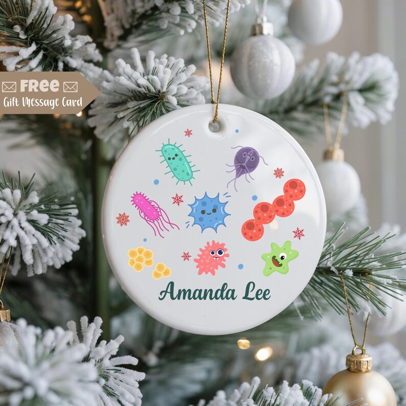 Personalized Bacteria Microbiology Christmas Ornament, Custom Medical ...