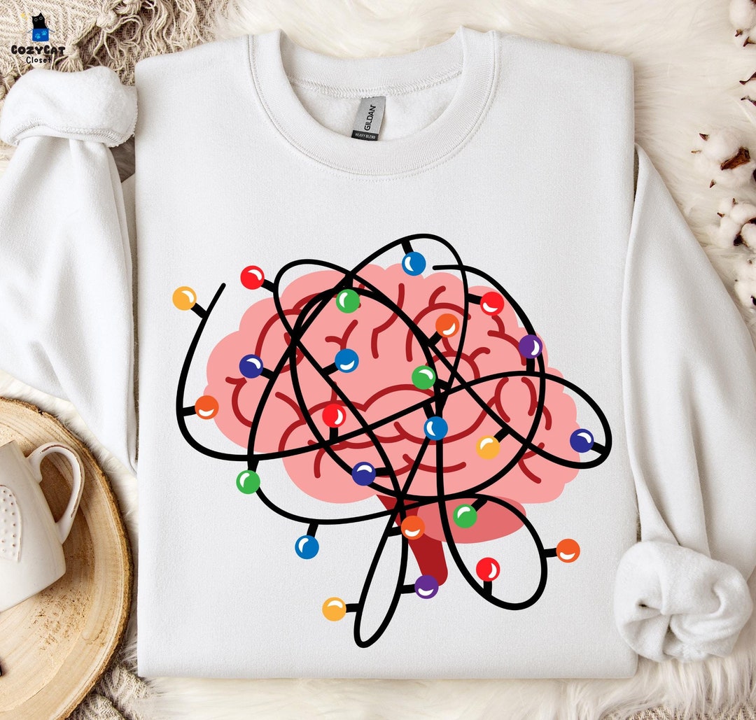 Holiday Brain Neuro Crewneck Sweatshirt, Christmas Gift for Holiday Lovers, Neurologist, Neuro ...