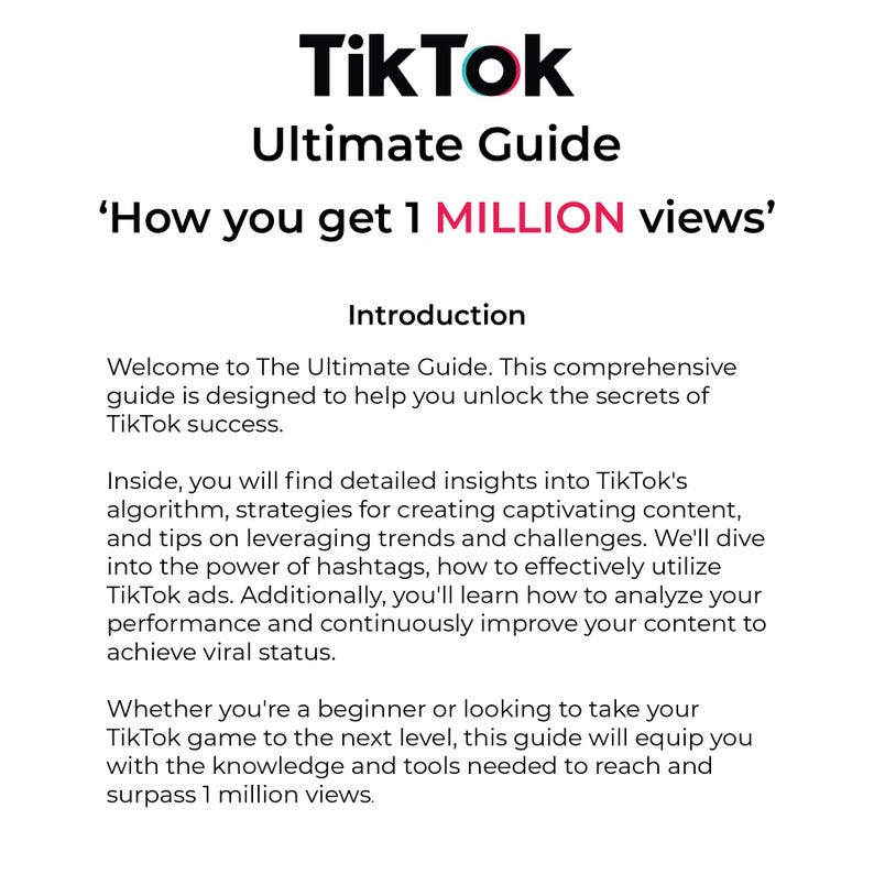The Ultimate Guide 'how to Get 1 Million Views on Tiktok - Etsy