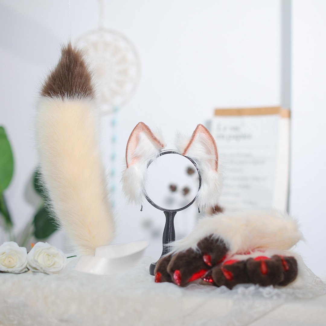 Adorable Fox Ears and Tail Set Fox Paws Fursuit Cosplay Costume Cute ...