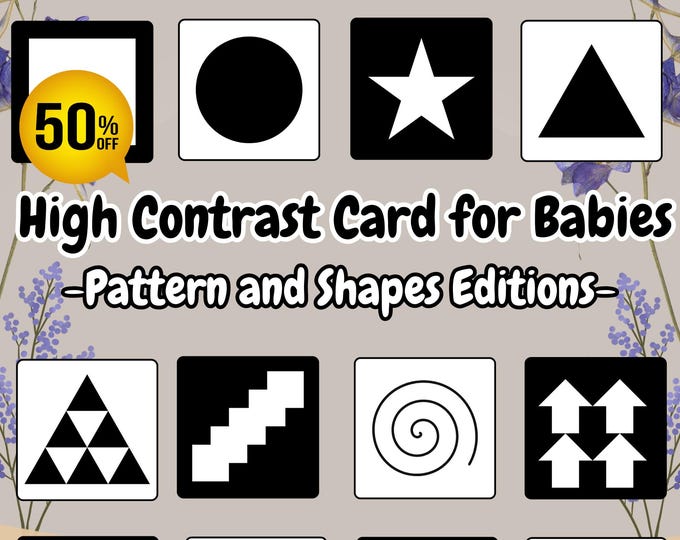 120 High Contrast Baby Cards Bundle Printable Montessori Black and ...