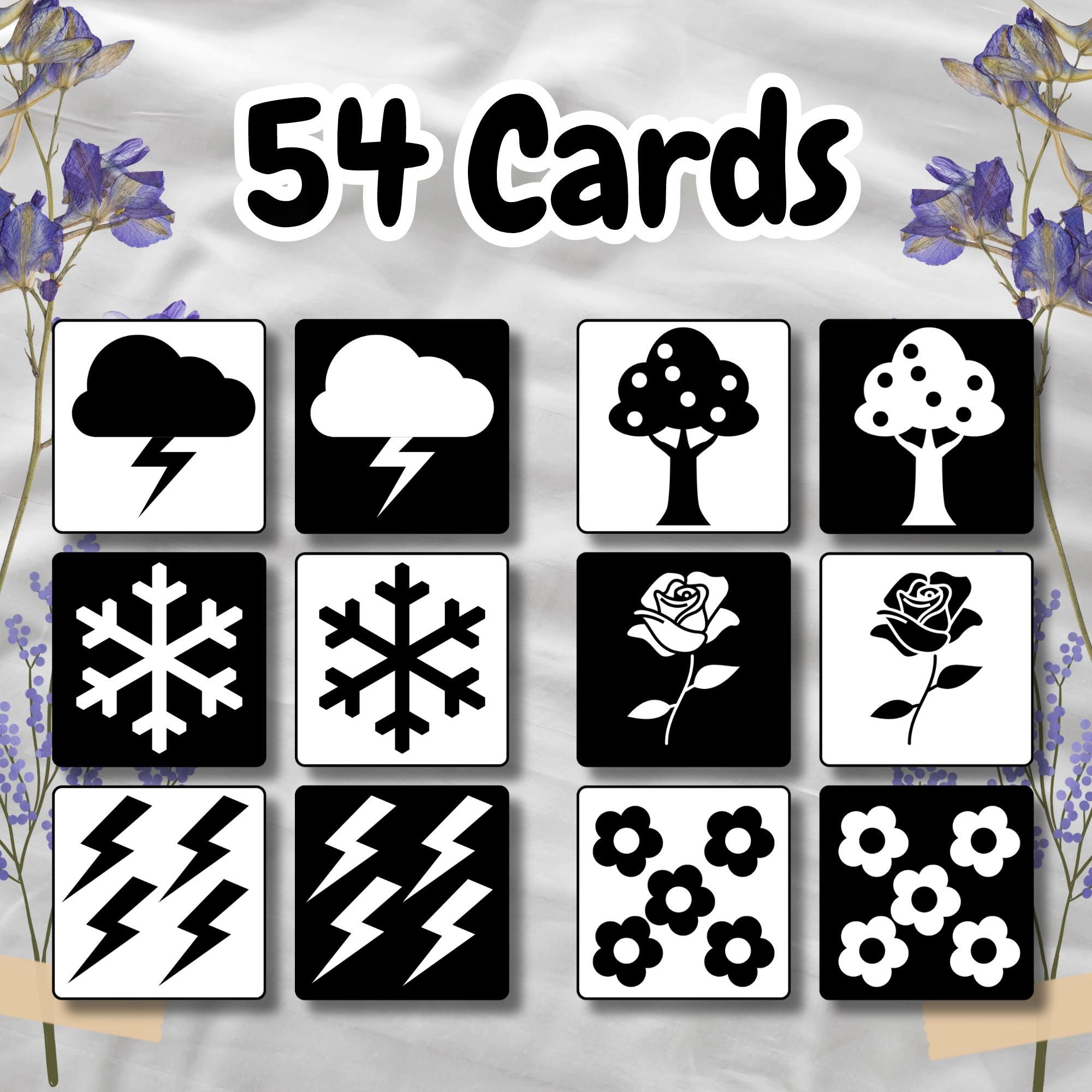 54 Printable Sensory Flashcards Black and White Sensory Cards High ...