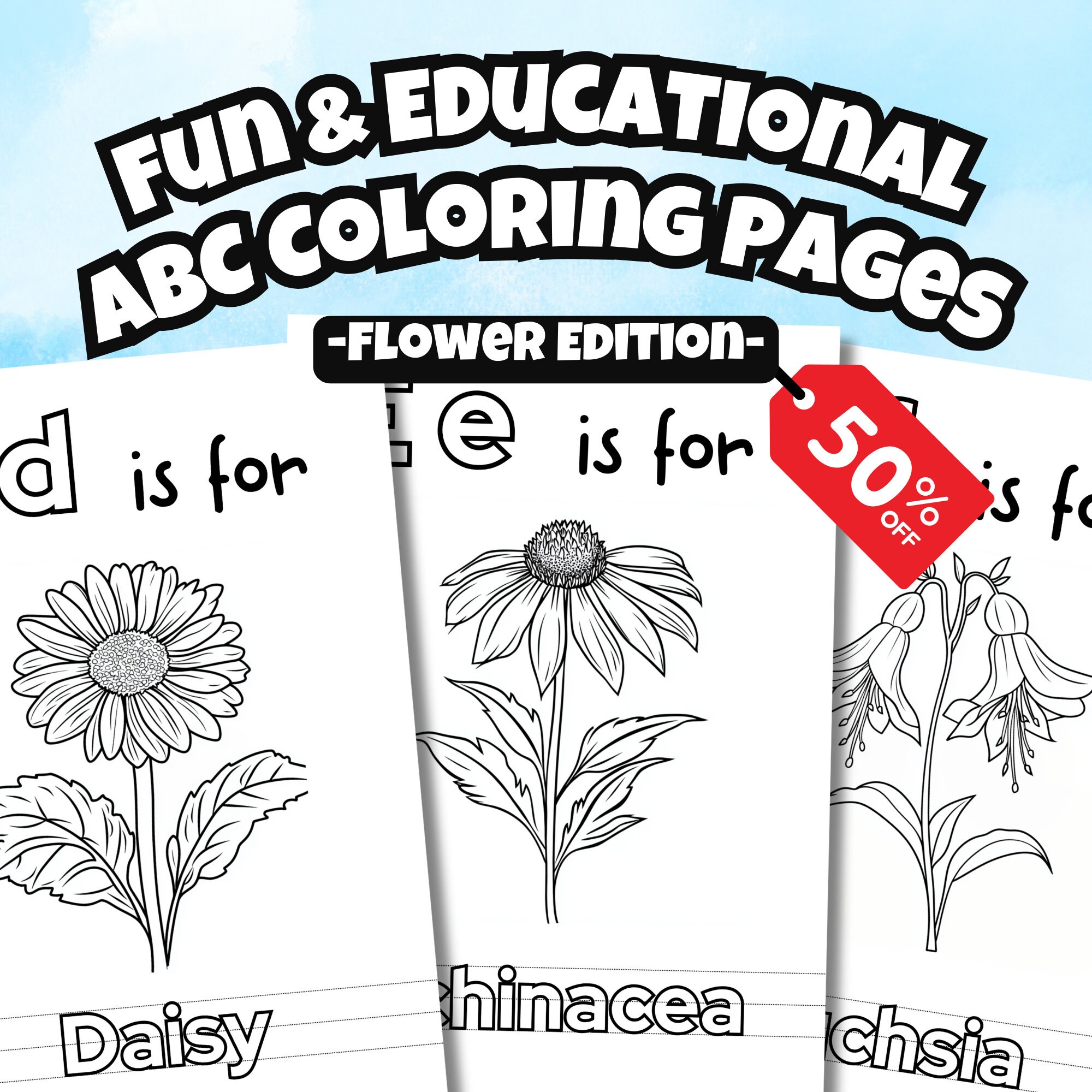 Botanical Flowers Coloring Book Flower Coloring Pages Printable Floral ...