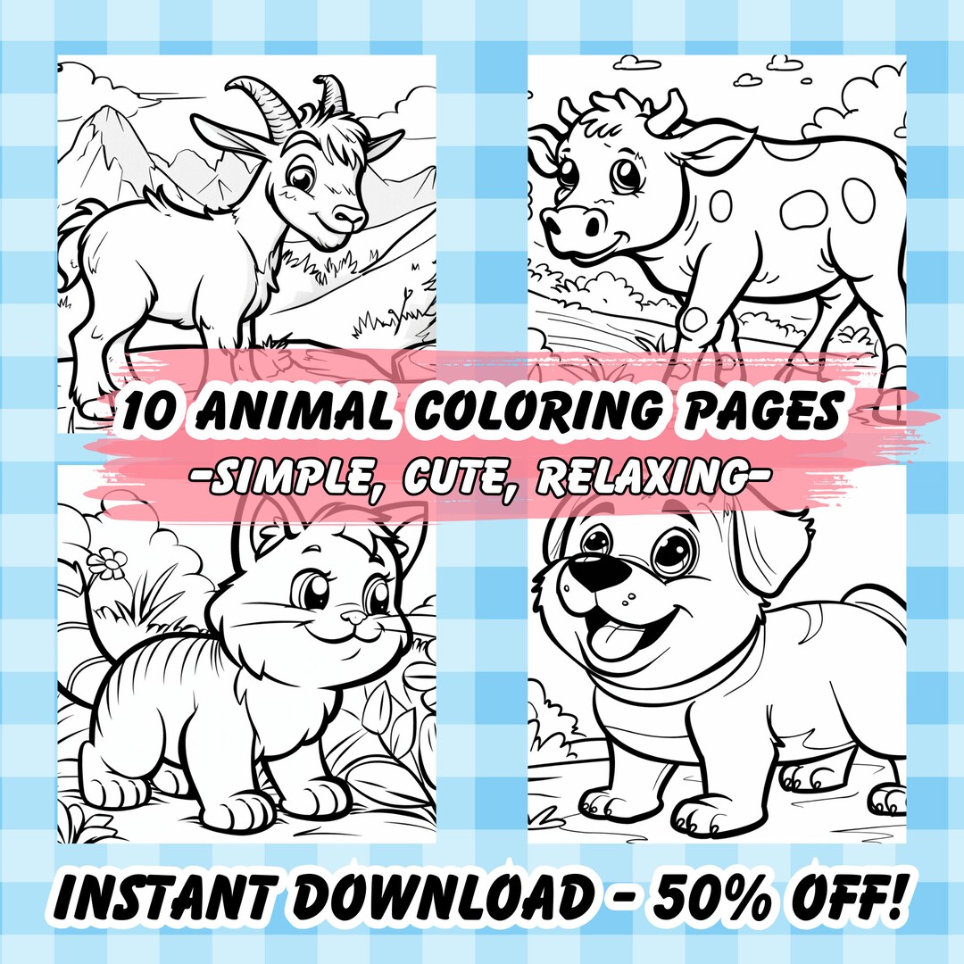 10 Coloring Pages for Children Animal Characters Coloring Book ...