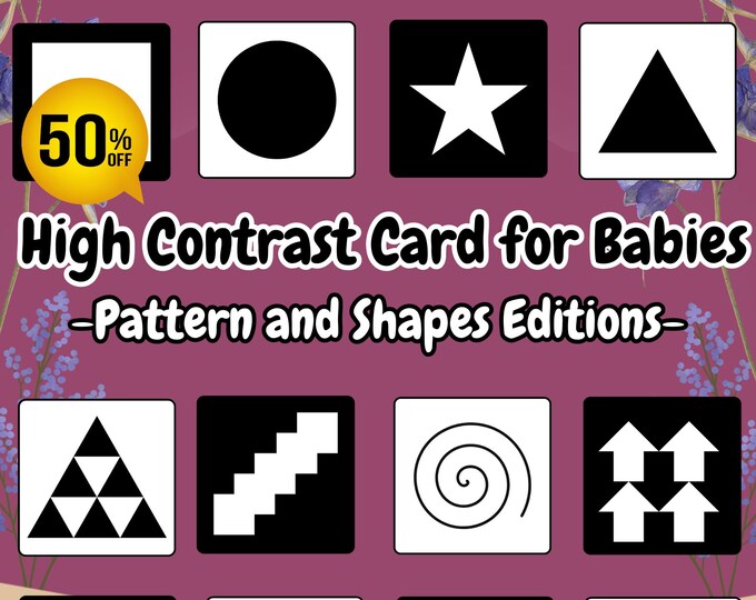 120 High Contrast Baby Cards Bundle Printable Montessori Black and ...