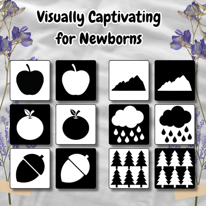 54 Printable Sensory Flashcards Black and White Sensory Cards High ...