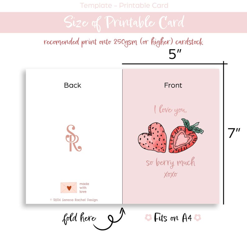 Strawberry Greeting Card Printable |hand Drawn |strawberry Shortcake ...