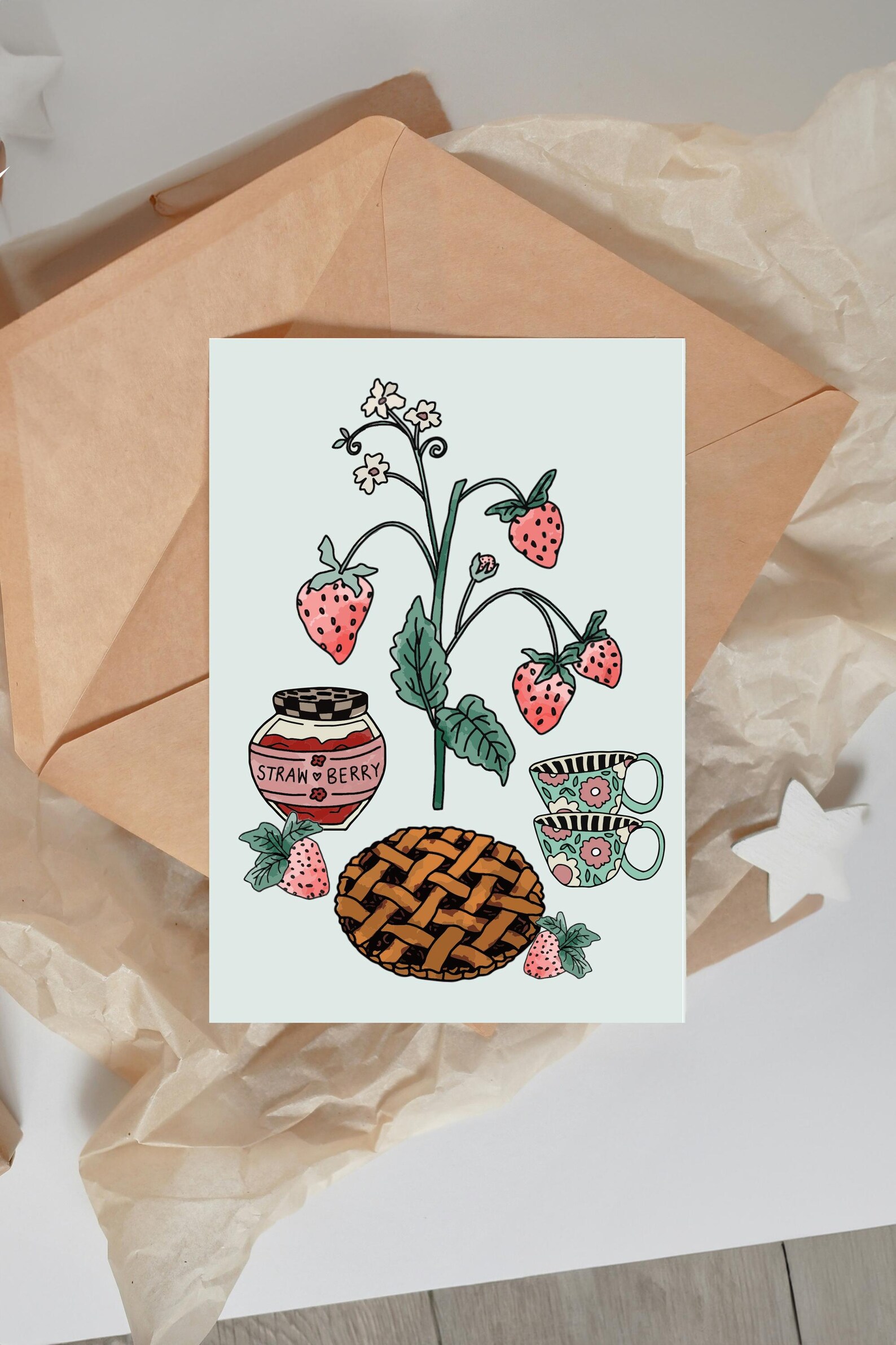 Printable Card | Strawberry Theme Card Bundle Set of 6 | Digital ...