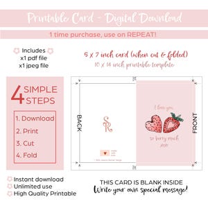 Strawberry Greeting Card Printable |hand Drawn |strawberry Shortcake ...