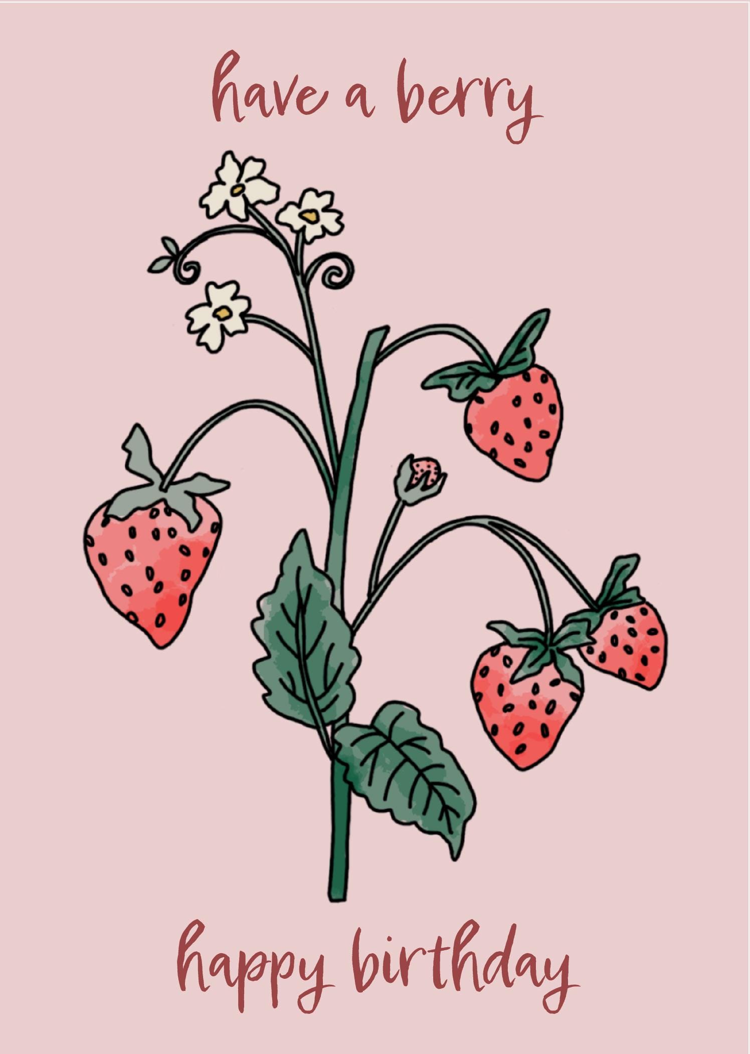 Happy A Berry Happy Birthday Card | Printable Card | Strawberry Theme ...